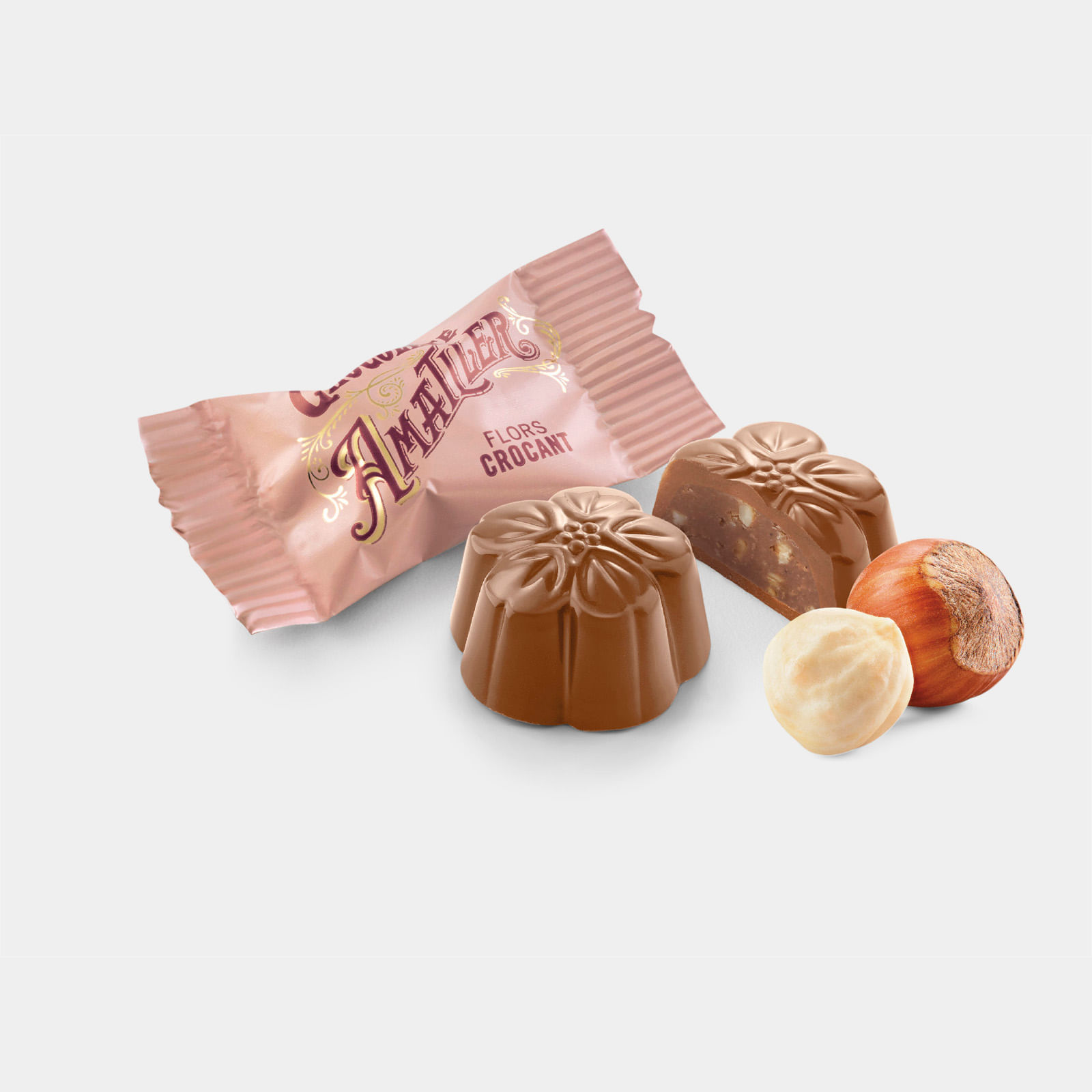 Milk Chocolate Crocant Amatller Flower Pralines 72g | Simón Coll