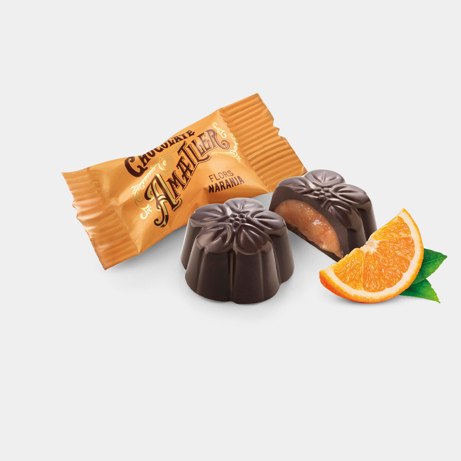 70% Orange Amatller Flower Pralines 72g | Simón Coll