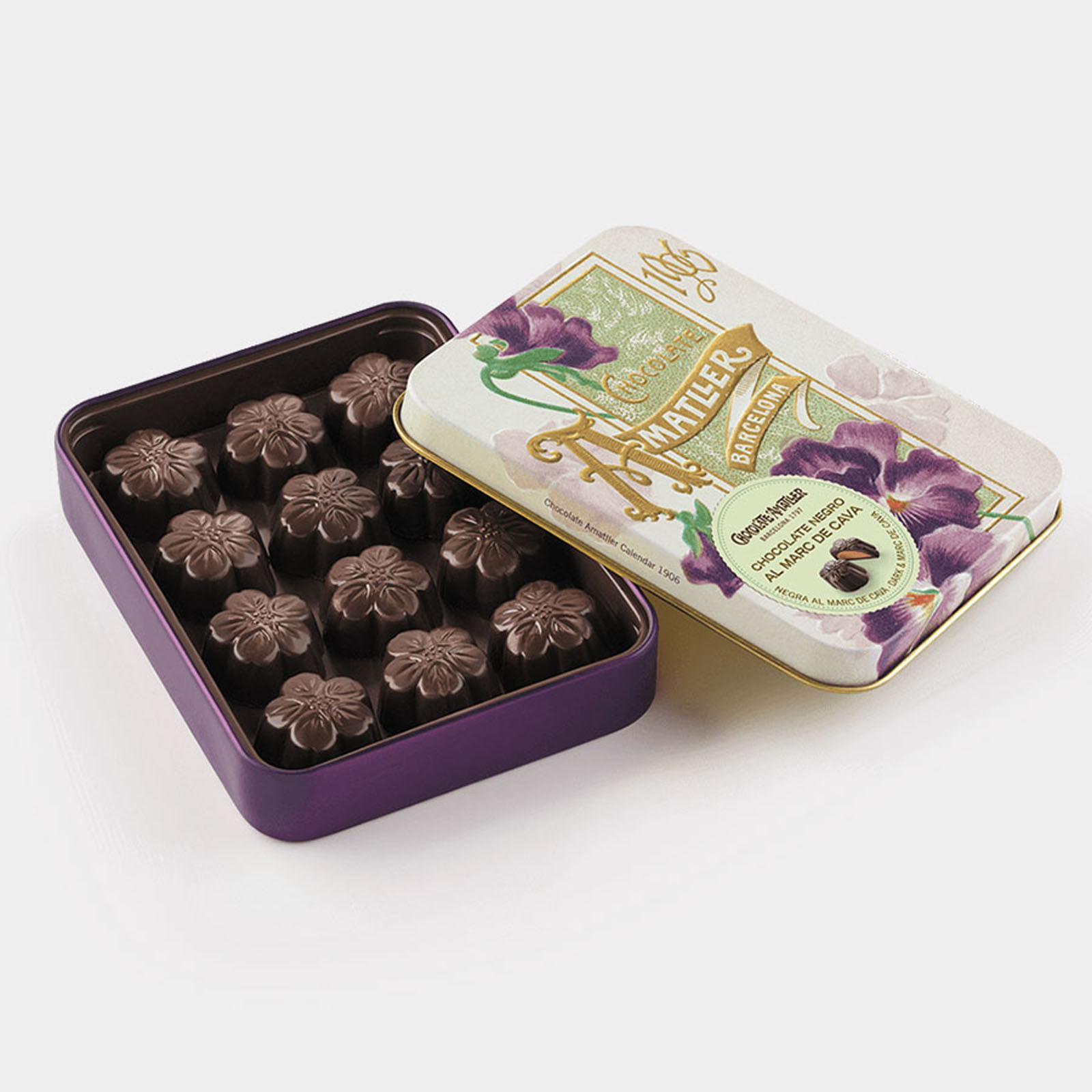 Marc de Cava Amatller Flower Pralines Tin 72g | Simón Coll