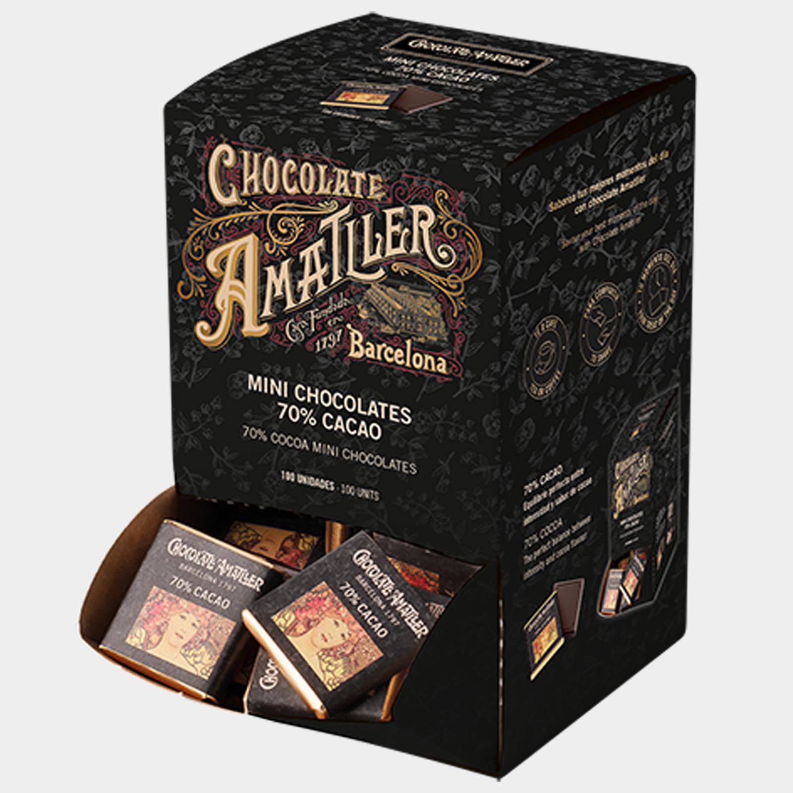 Mini chocolates Amatller 70% cacao Cajita 100u x 5g | Simón Coll