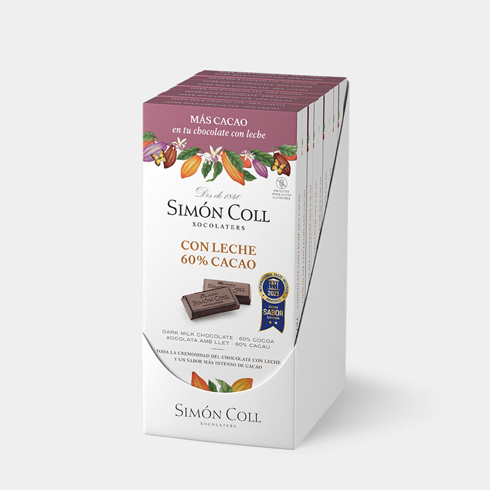 Tableta de Chocolate 60% cacao con leche 85g | Simón Coll