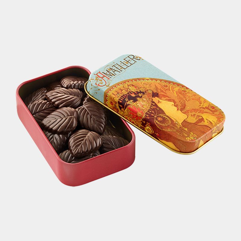 Hojas de Chocolate Amatller 70% Cacao Lata 30g | Simón Coll