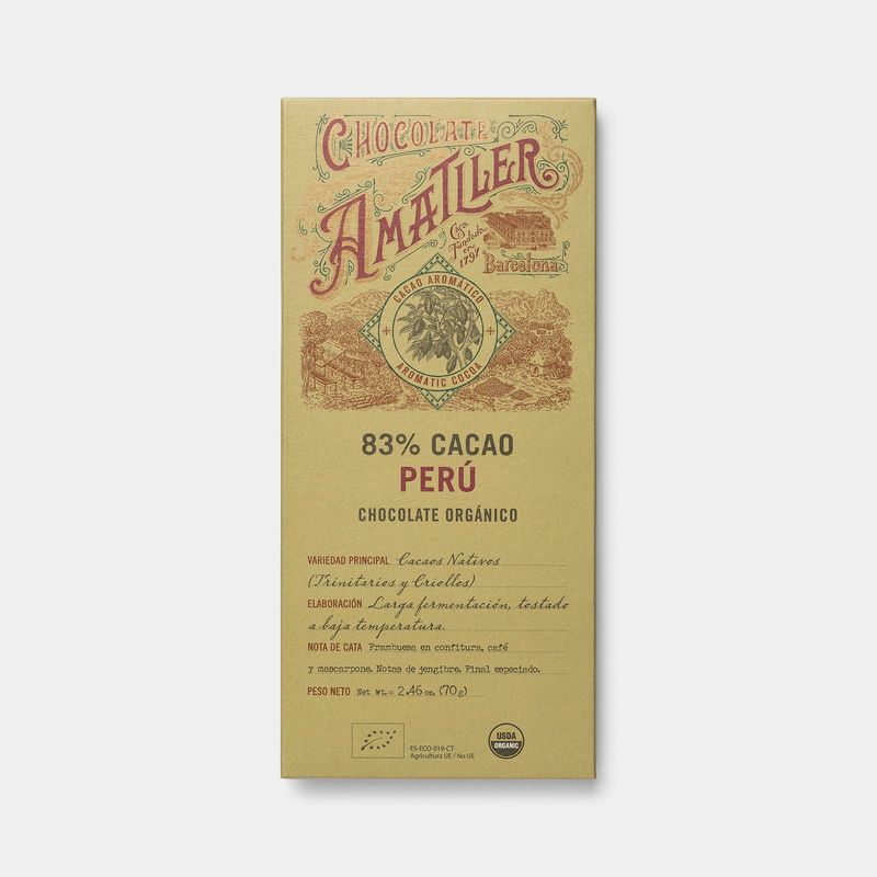 Tableta Chocolate Amatller 83% cacao Perú 70g | Simón Coll