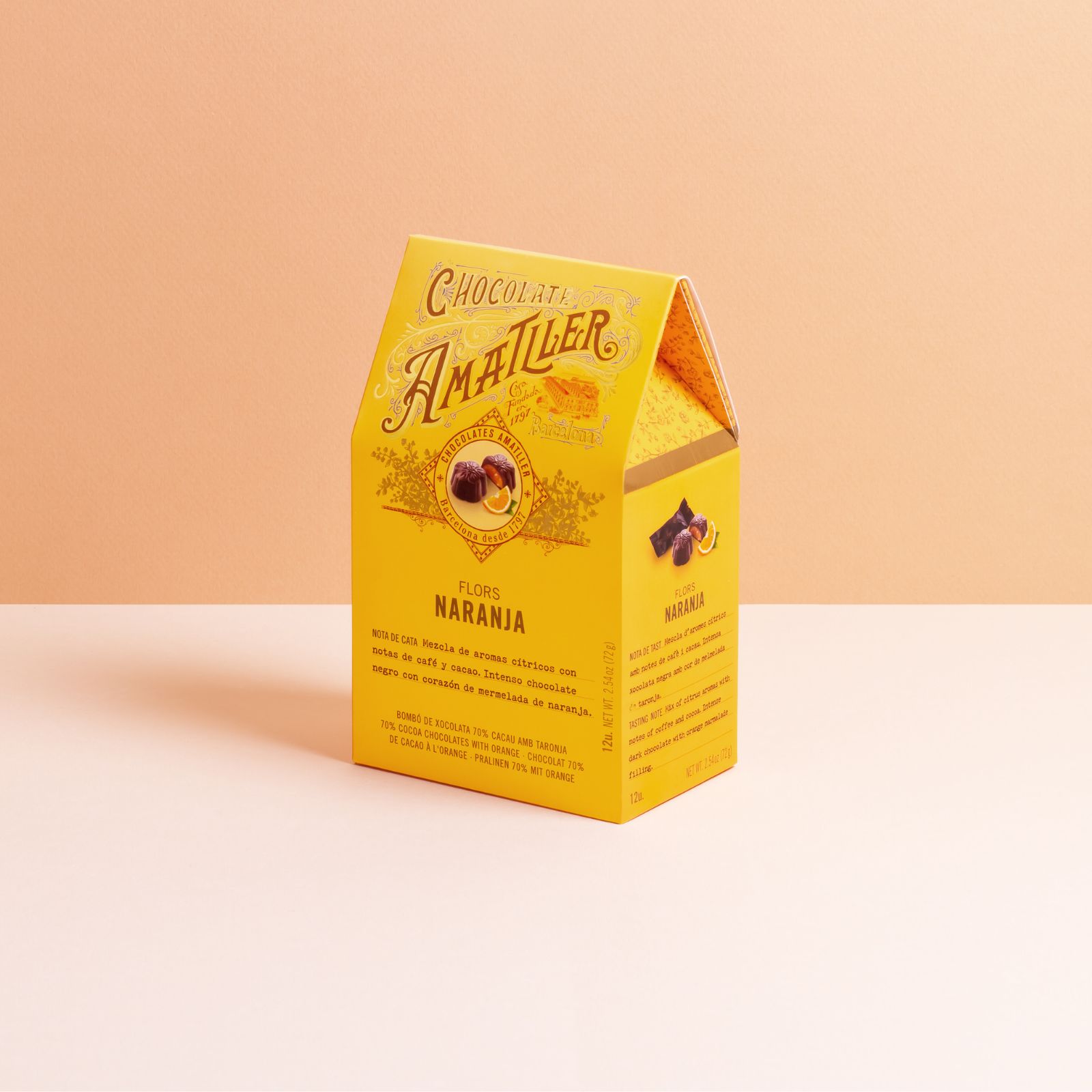 70% Orange Amatller Flower Pralines 72g | Simón Coll