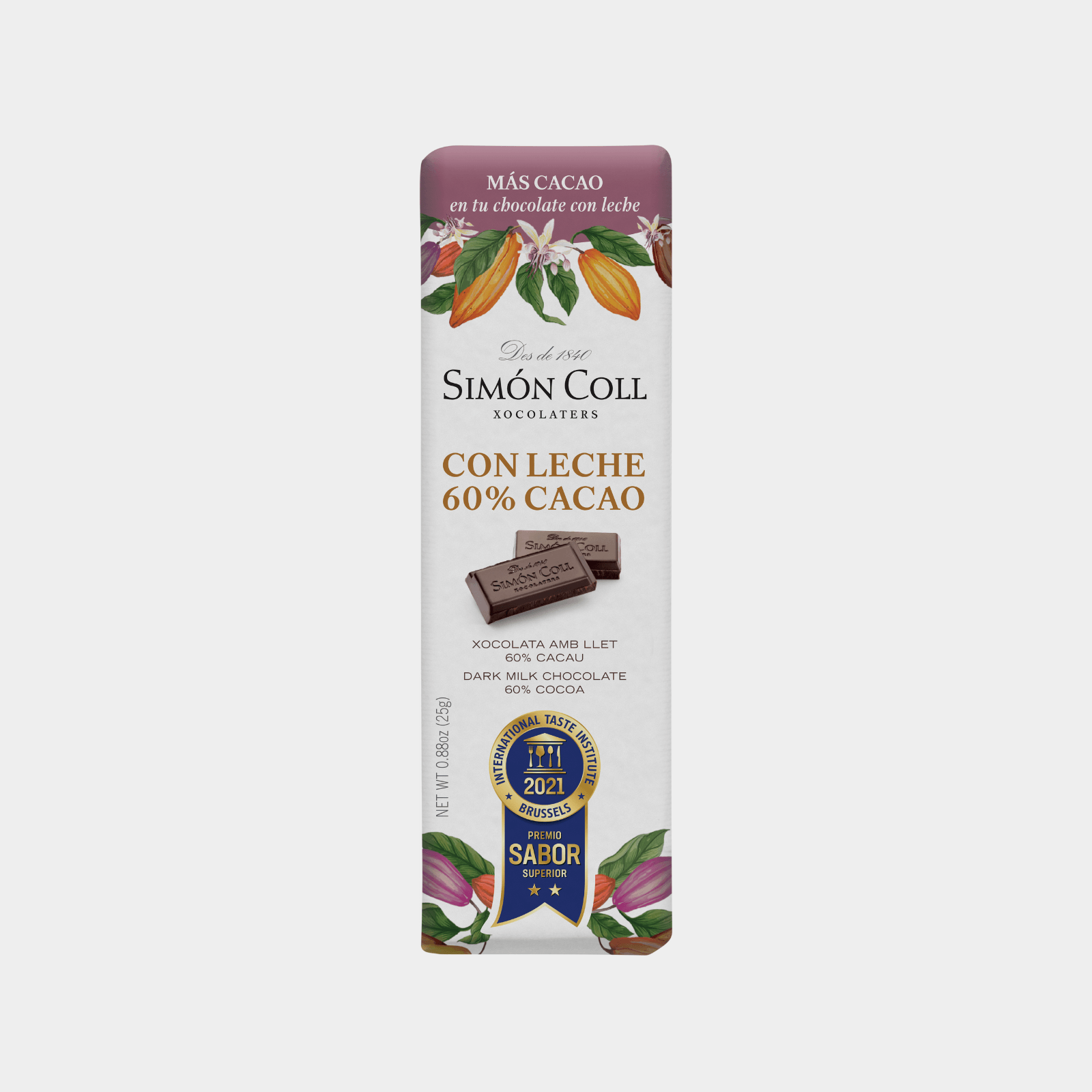 Mini Milk Chocolate Bar 60% cocoa 25g | Simón Coll
